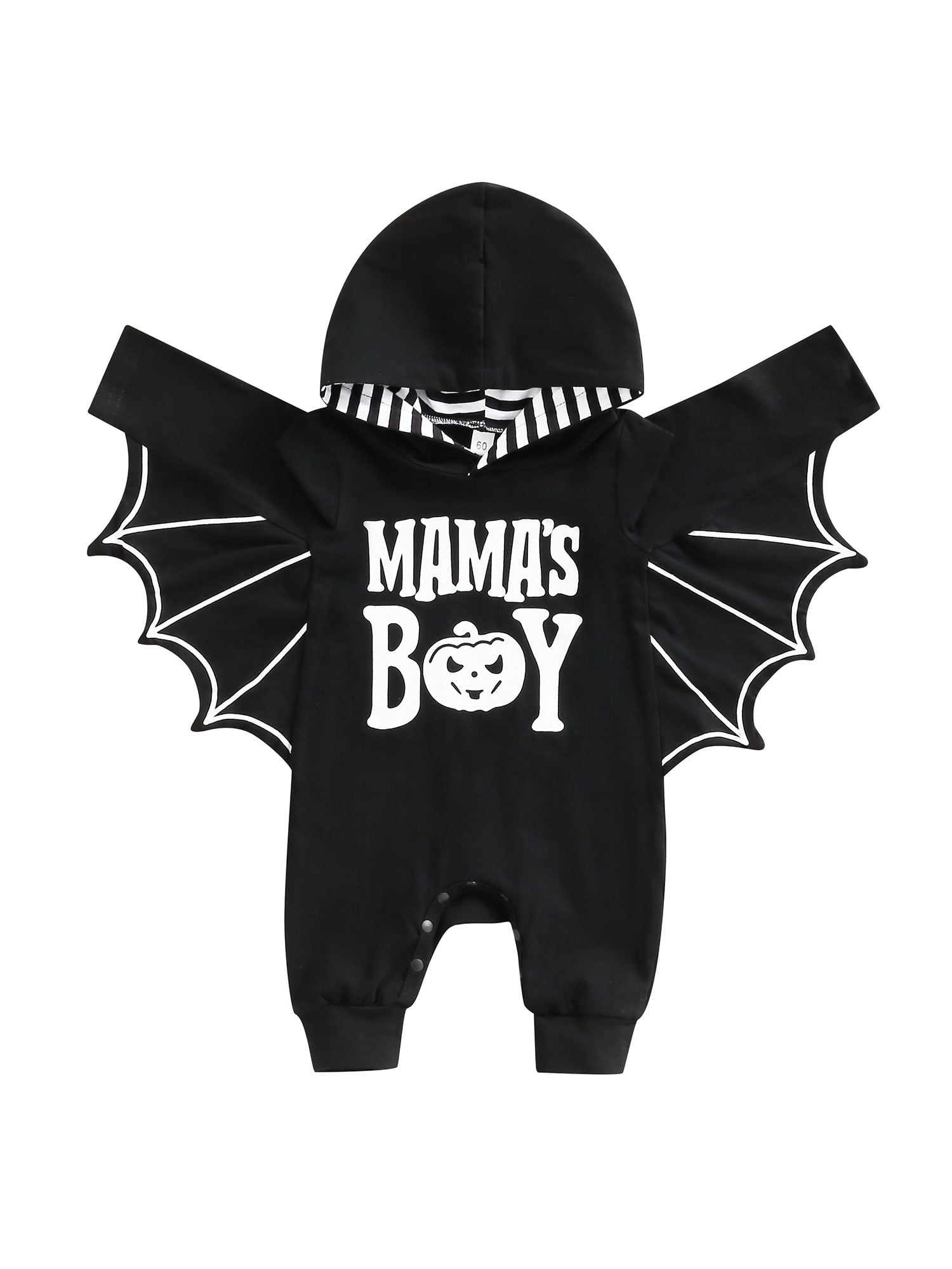 Baby Boys Halloween Jumpsuit, Letter/Ghost Print Hooded Batwing Sleeve ...