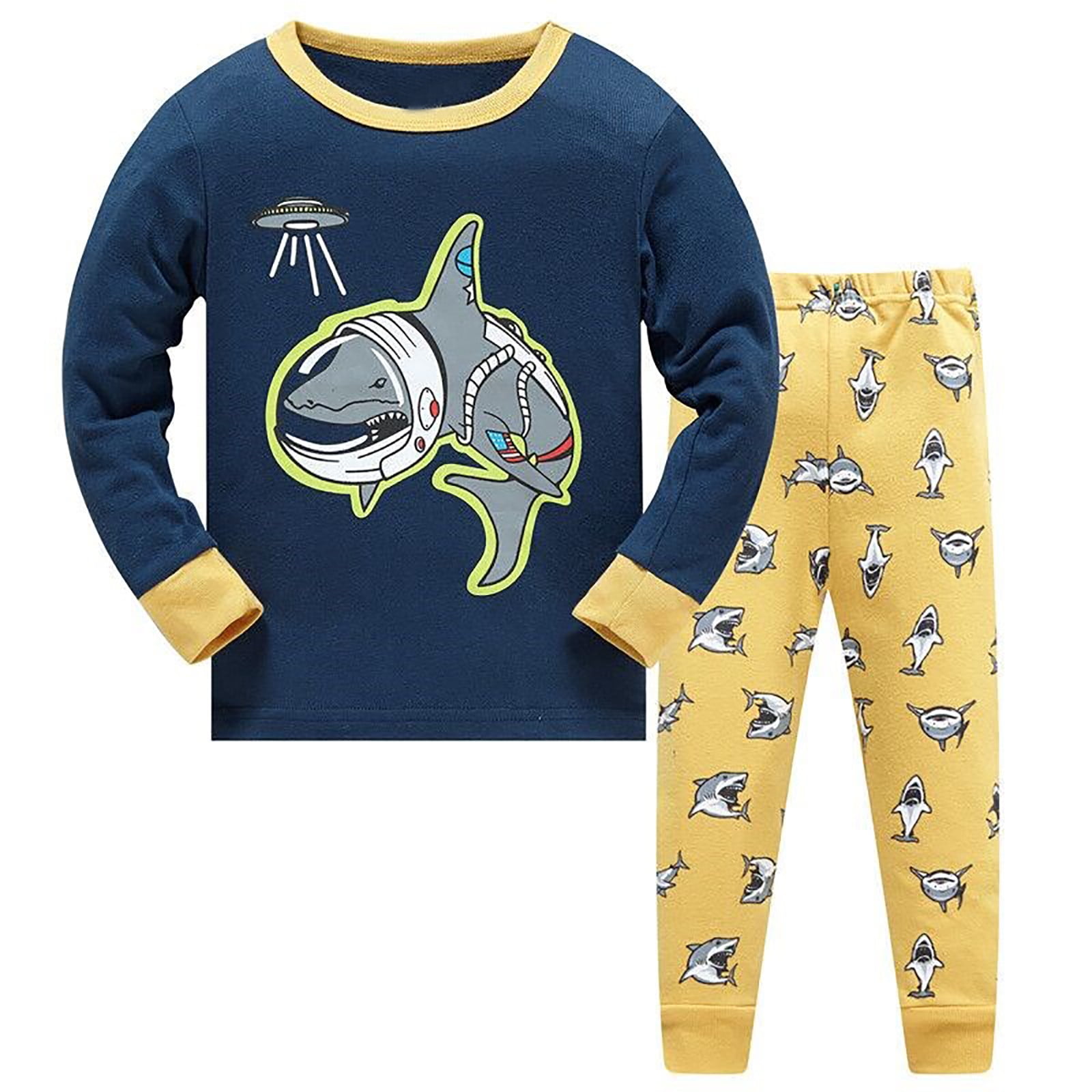 Baby Boys' Pajamas, Cartoon Printed Long-Sleeved Outfits Set Loose Fit ...