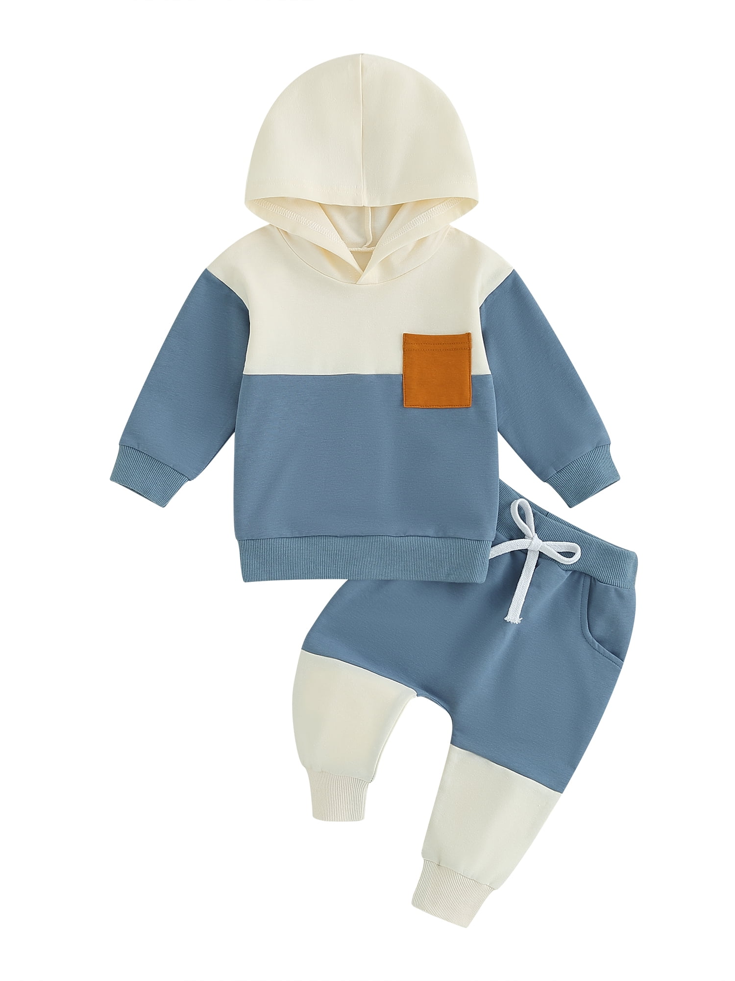 Baby Boys Pants Set, Long Sleeve Contrast Color Hoodie Sweatpants ...