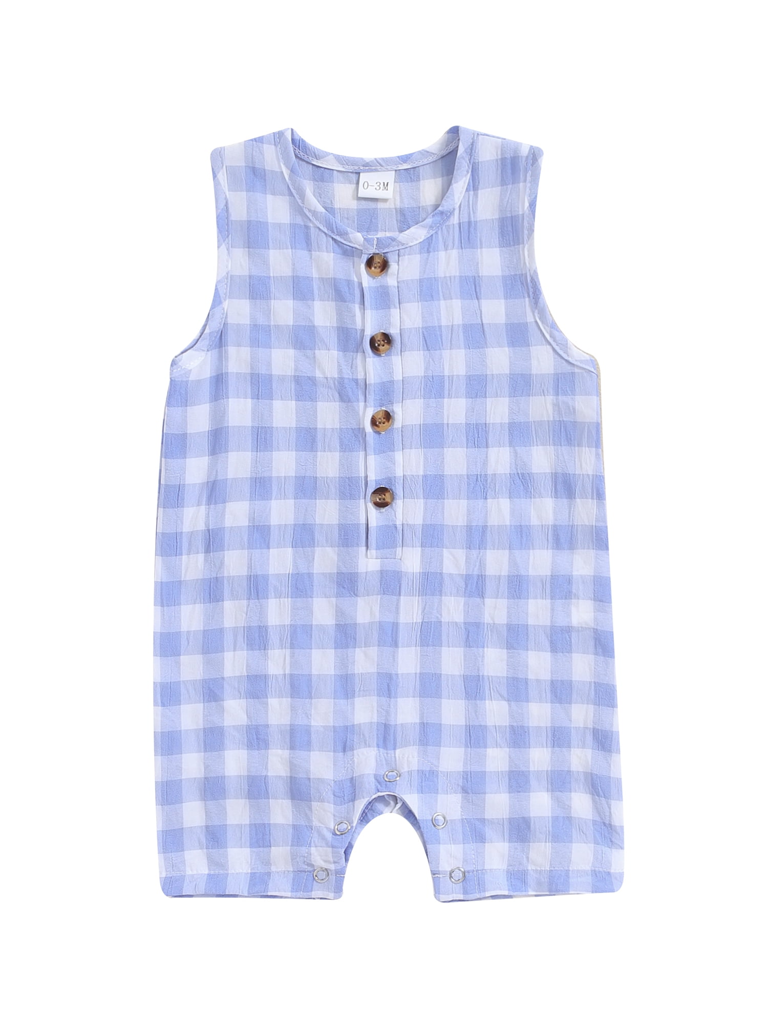 Baby Boys Romper Short Sleeve Plaid Print Button Up Jumpsuit - Walmart.com