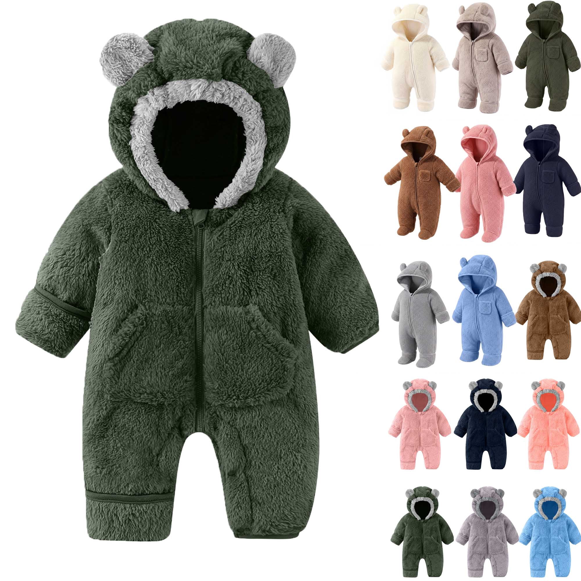 Baby Boys Snowsuit - Cozy Fleece-Lined Winter Snowsuit - Baby Pram ...