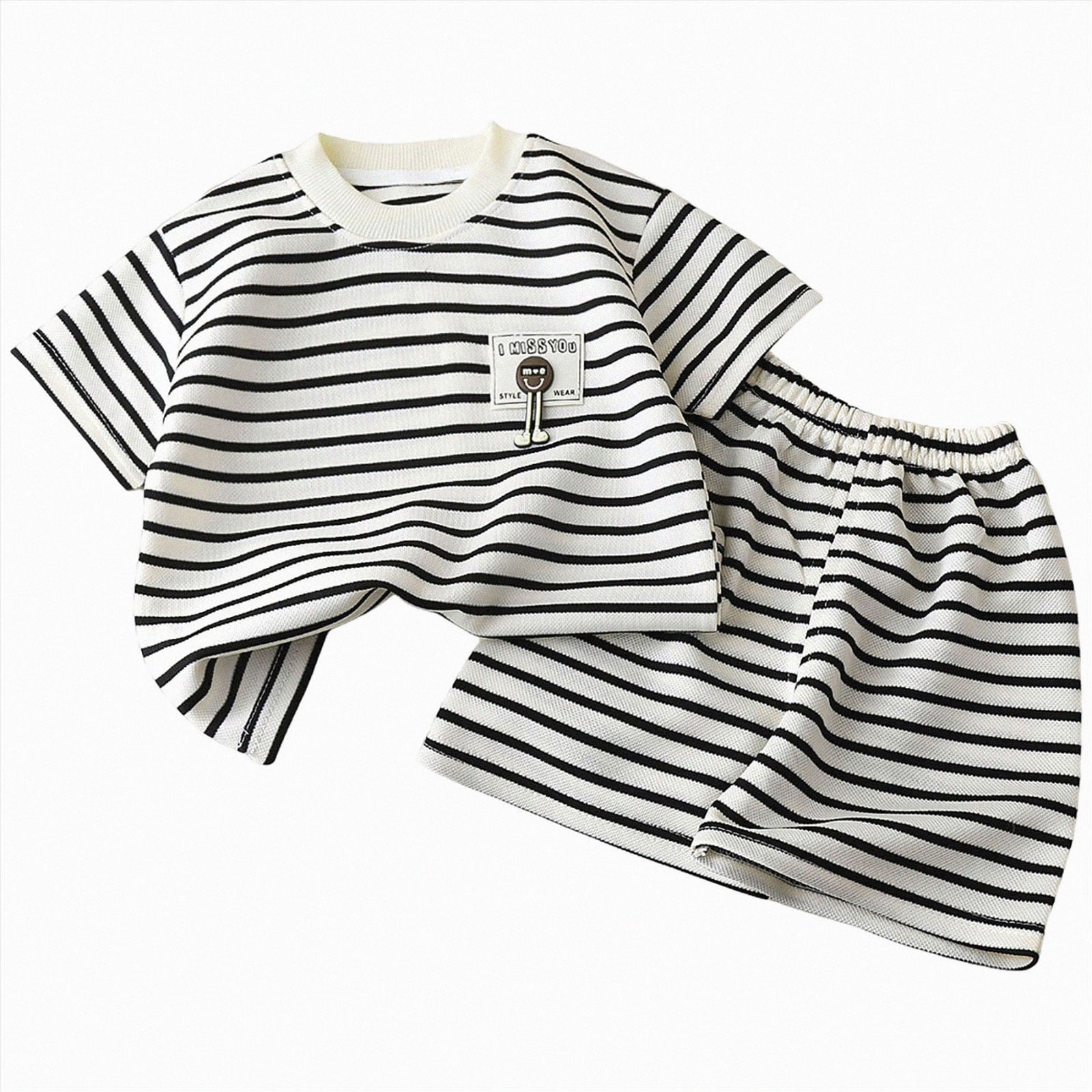 Baby Boys Summer Cute Clothing Sets Casual Loose Outfit Striped Crew ...