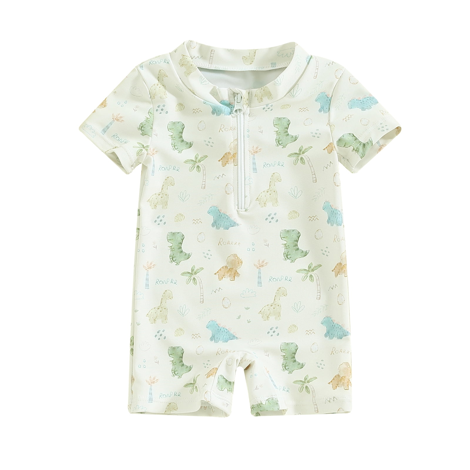 Baby Boys Summer Swimsuit Cute Ainimal Print Zipper Short Sleeve ...