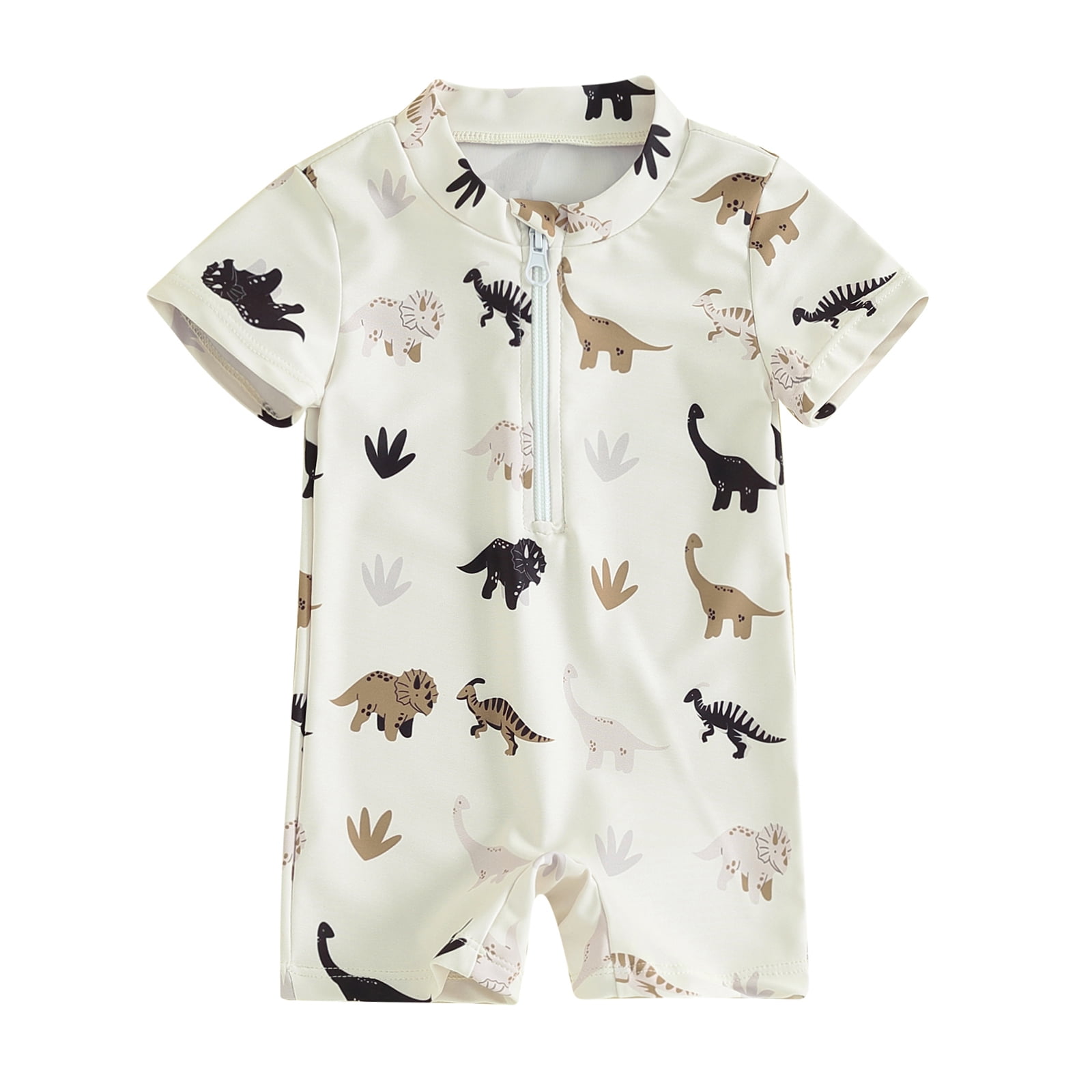 Baby Boys Summer Swimsuit Cute Ainimal Print Zipper Short Sleeve ...