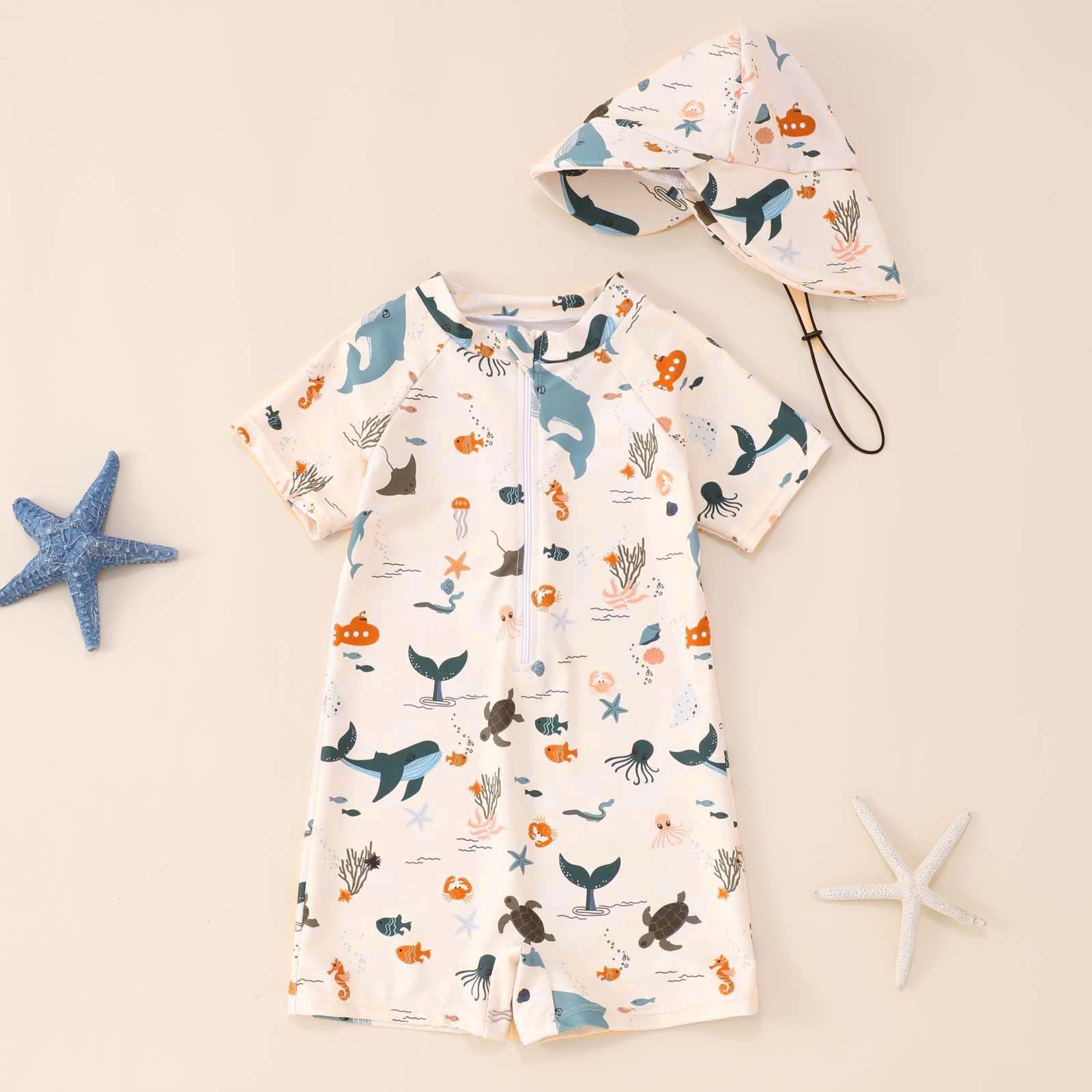 Baby Boys Swimwear Set With Hat Dinosaur Swimsuit For Toddlers 0 3 ...