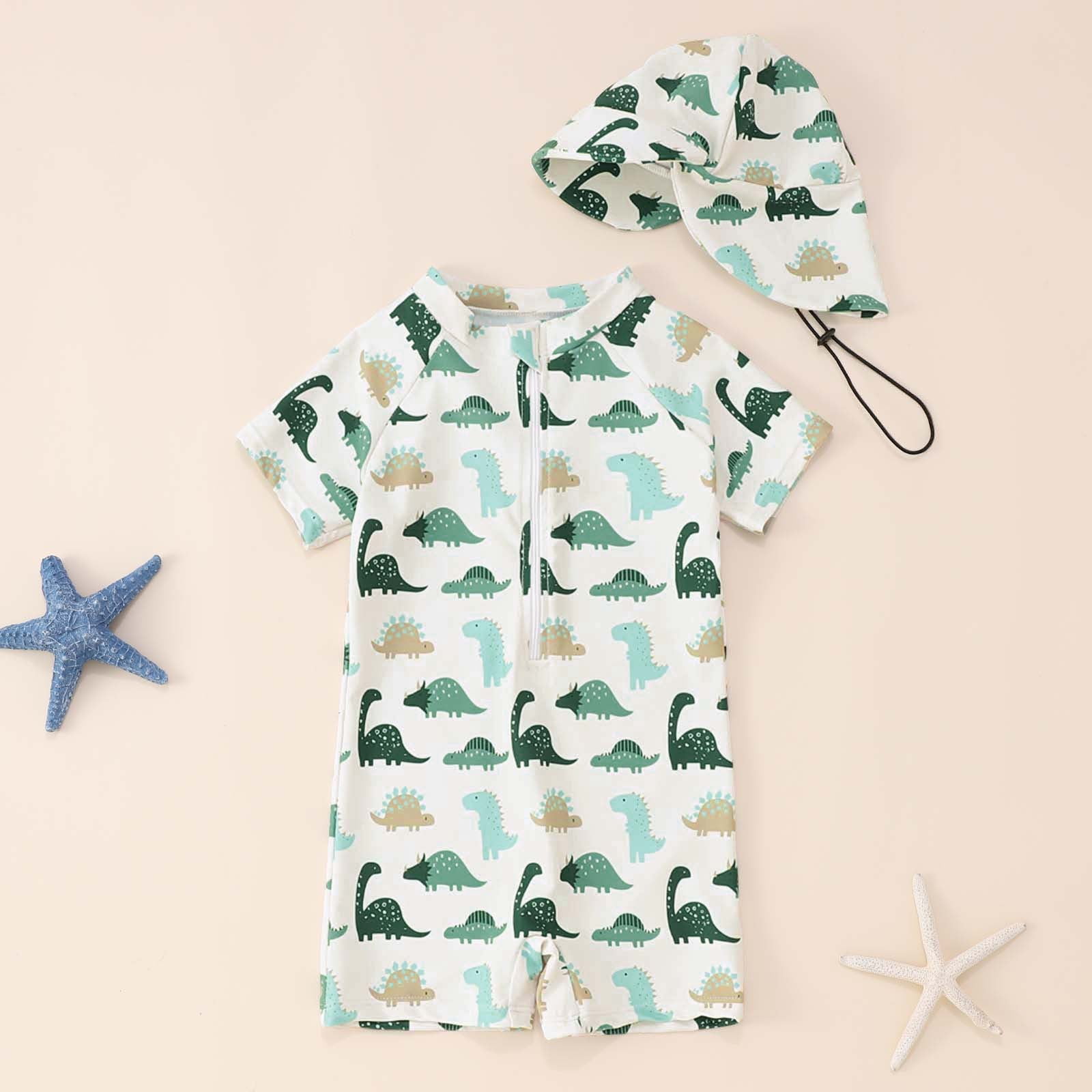 Baby Boys Swimwear Set With Hat Dinosaur Swimsuit For Toddlers 0 3 ...