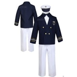 Baby Boys Toddler Formal Party Captain Navy Sailor Suits White Pants ...