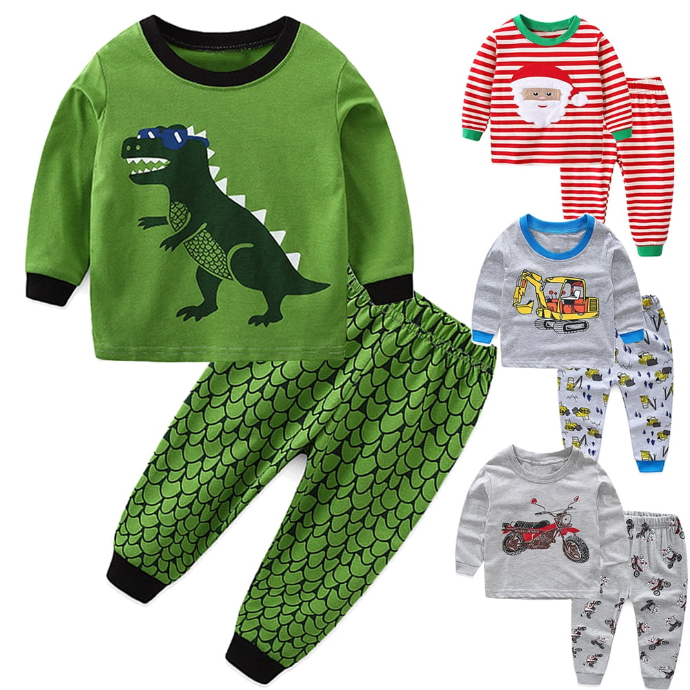 Baby Boys' Toddler Long Sleeve Tops and Pants Snug Fit 100% Cotton 2 Piece Pajama Set, Cartoon ...