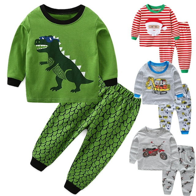 Baby Boys' Toddler Long Sleeve Tops and Pants Snug Fit 100% Cotton 2 Piece Pajama Set, Cartoon ...
