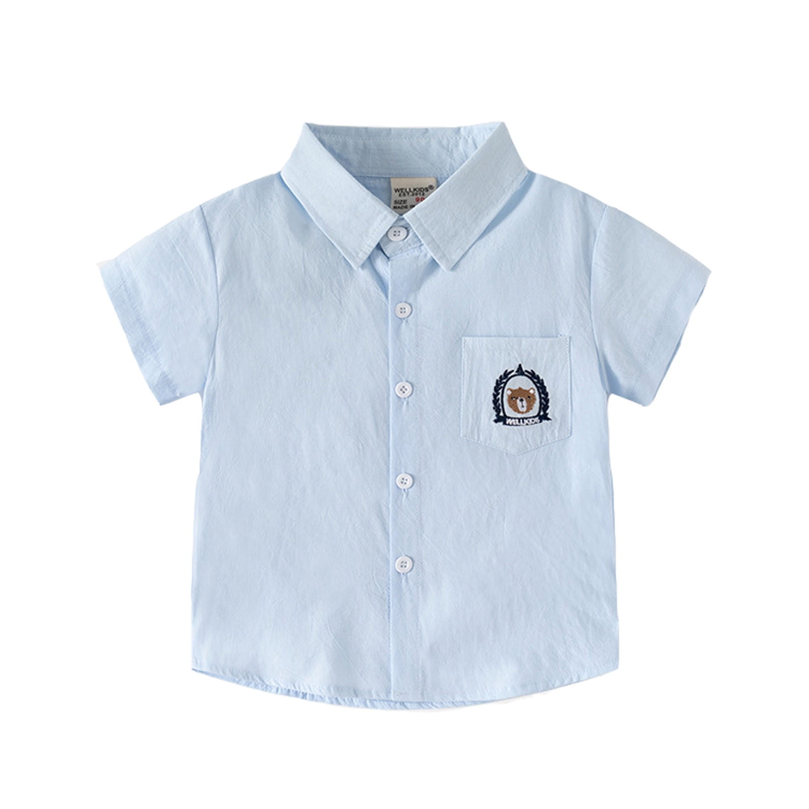 Baby Boys' Tops Button Down Lapel Short Sleeve Solid Boys Performance ...