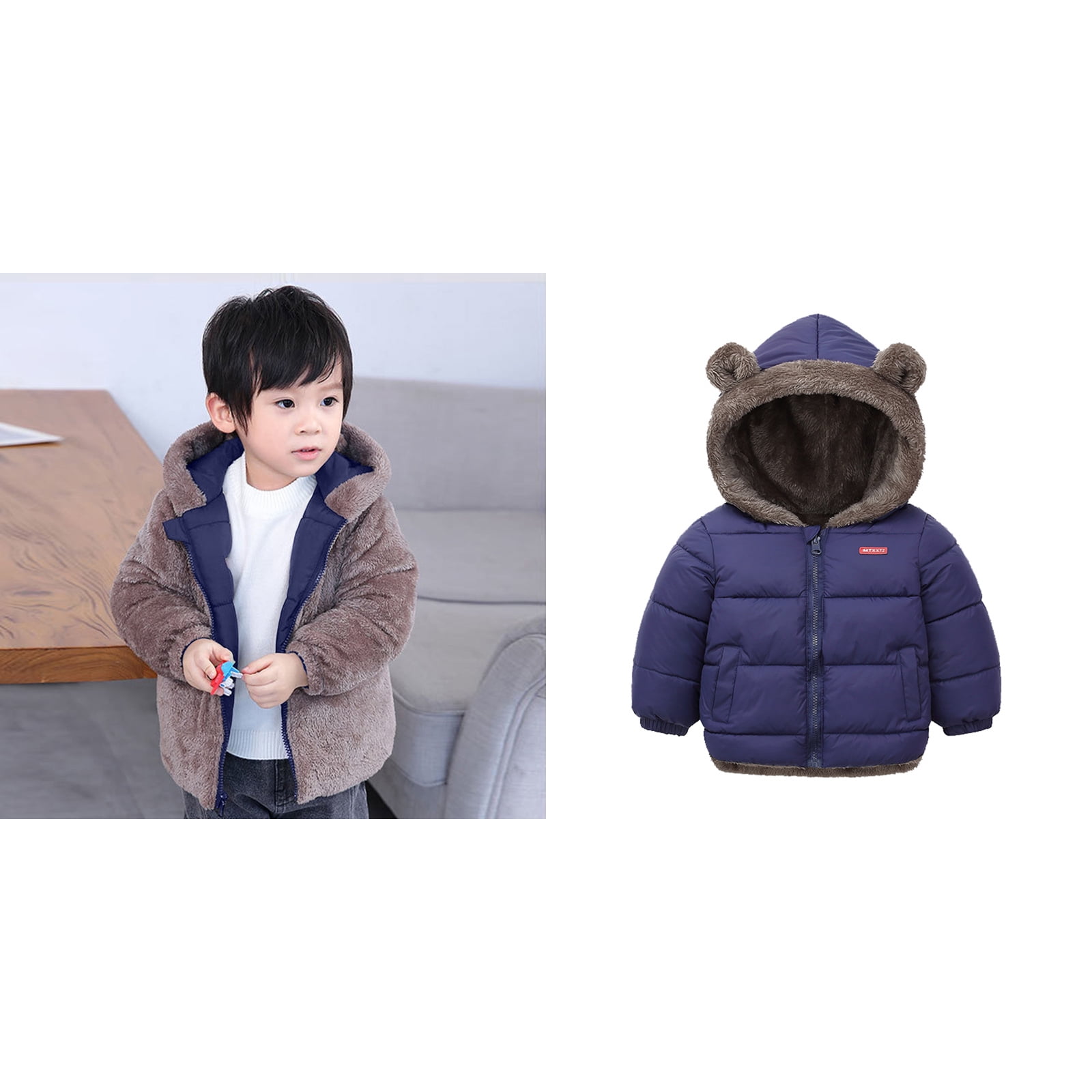 Baby Boys Winter Coat,Kids Puffer Coat Bear Ear Hooded Jacket Lightweight Puffer Jacket for Kids ...