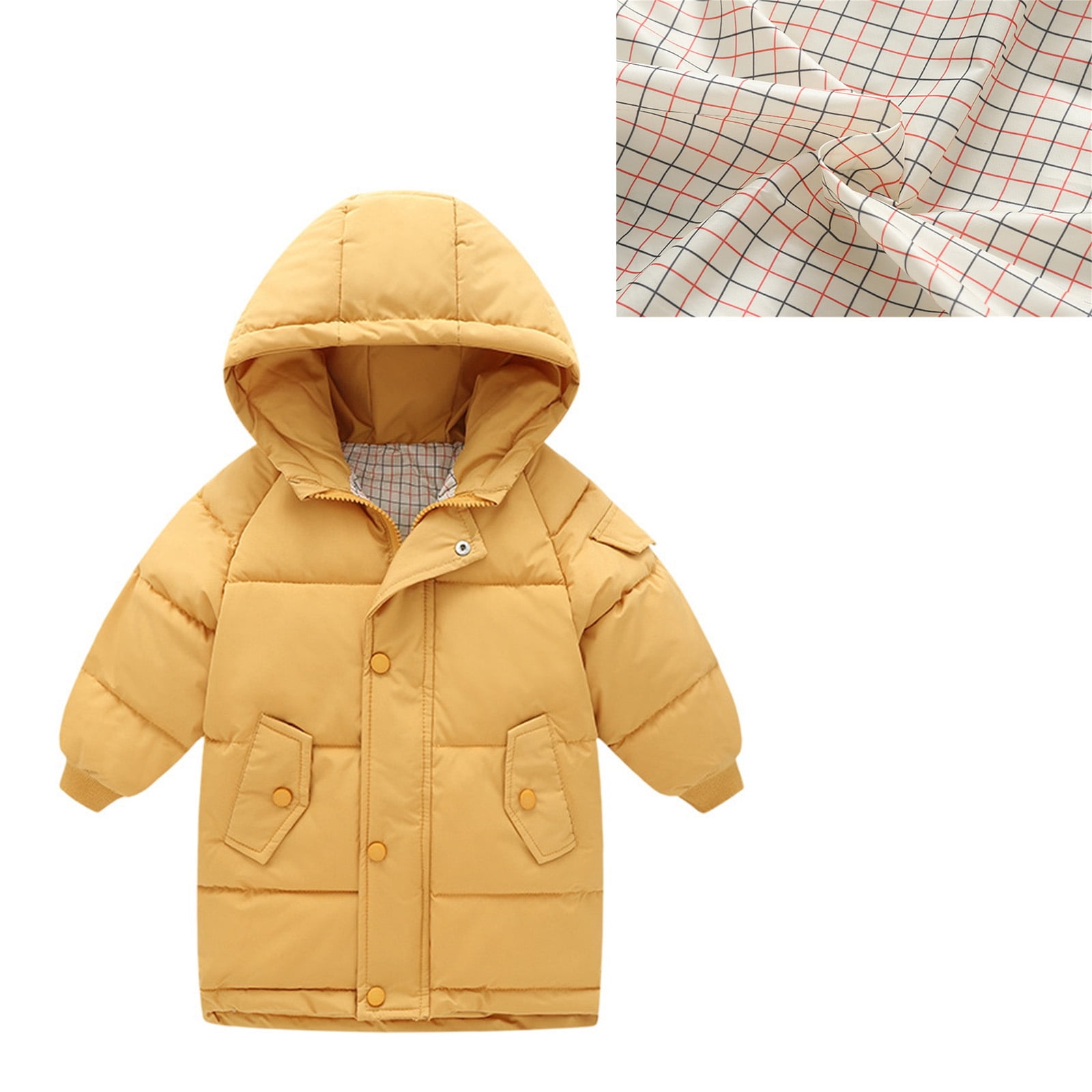 Baby Boys Winter Coat,Kids Puffer Coat Mid-length Hooded Jackets With Pockets Long Sleeve Light ...