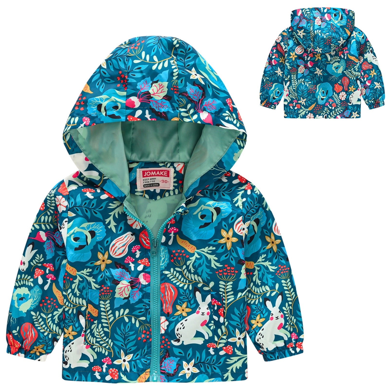 Baby Boys Winter Coat Solid Color Cartoon Printed Lightweight Jacket Zipper Windproof Jacket ...