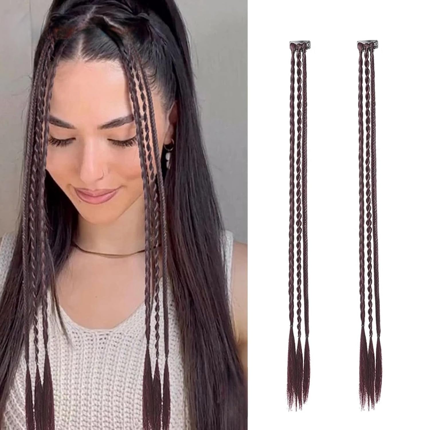 Baby Braids Hair Extensions 3Pcs Braids in one Clip in Hair Extensions ...