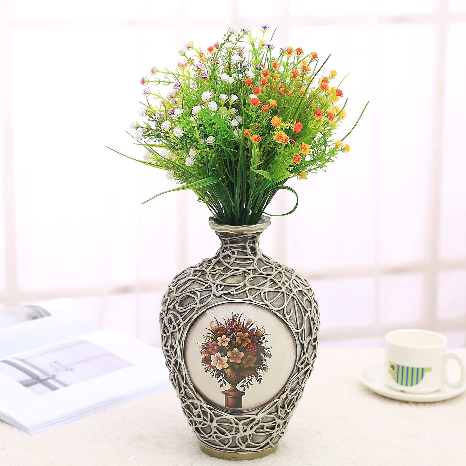 Baby Breath Simulation Flowers 6 Bunches Fake Flowers Filled Green Bush ...