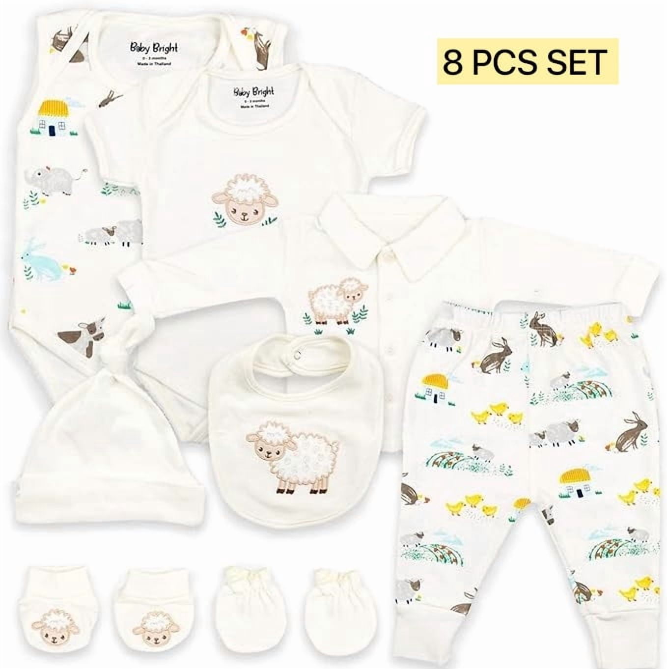 Baby Bright Newborn Baby Girl Clothes Set, 8-Piece Essentials, Cotton ...