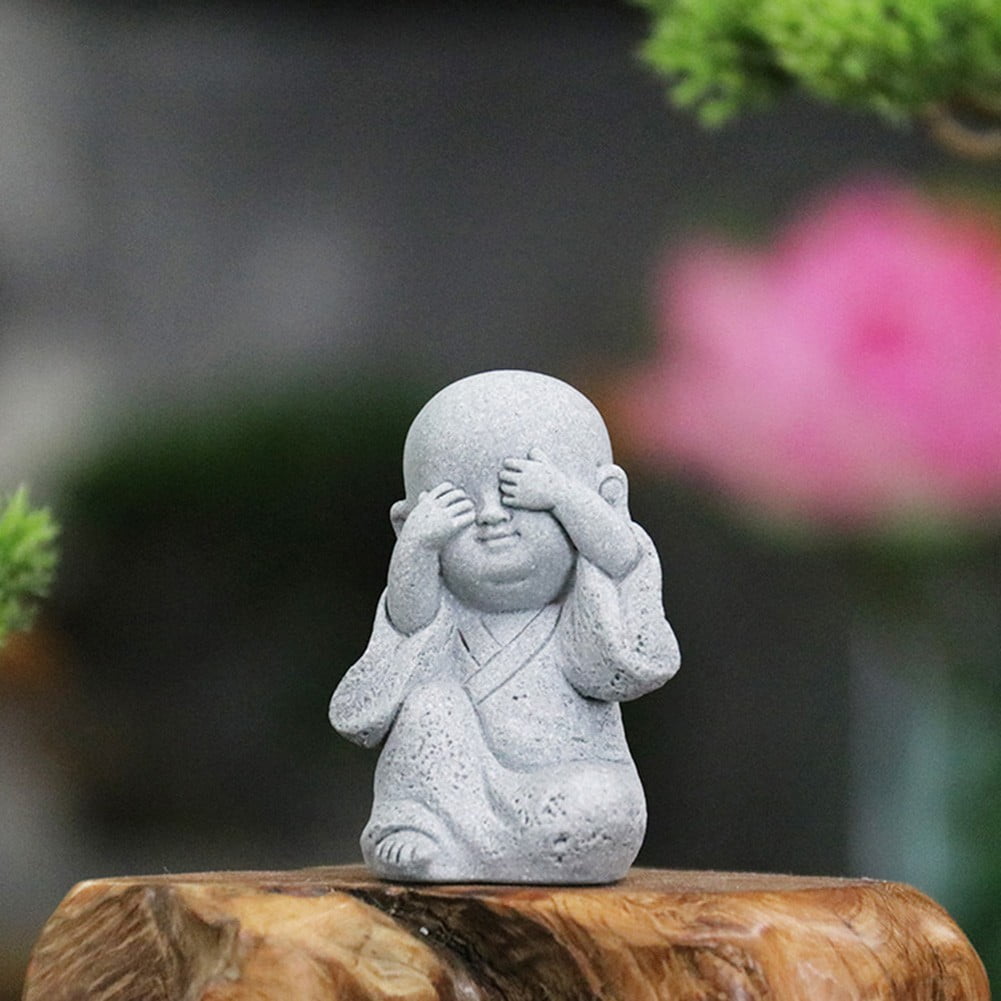 Baby Buddha Small Monks Miniature Tea Tray Statue Art Sculpture Decor ...