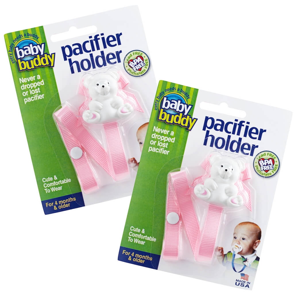 Baby Buddy Infant Pacifier Holder Clip, Cute Bear Clips to Shirt, Snaps ...