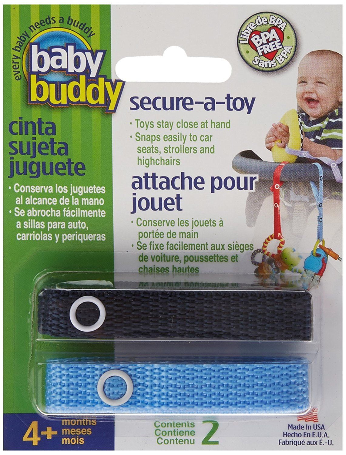 Baby Buddy Secure-A-Toy Toy Straps, 2pk Navy/Blue - Walmart.com