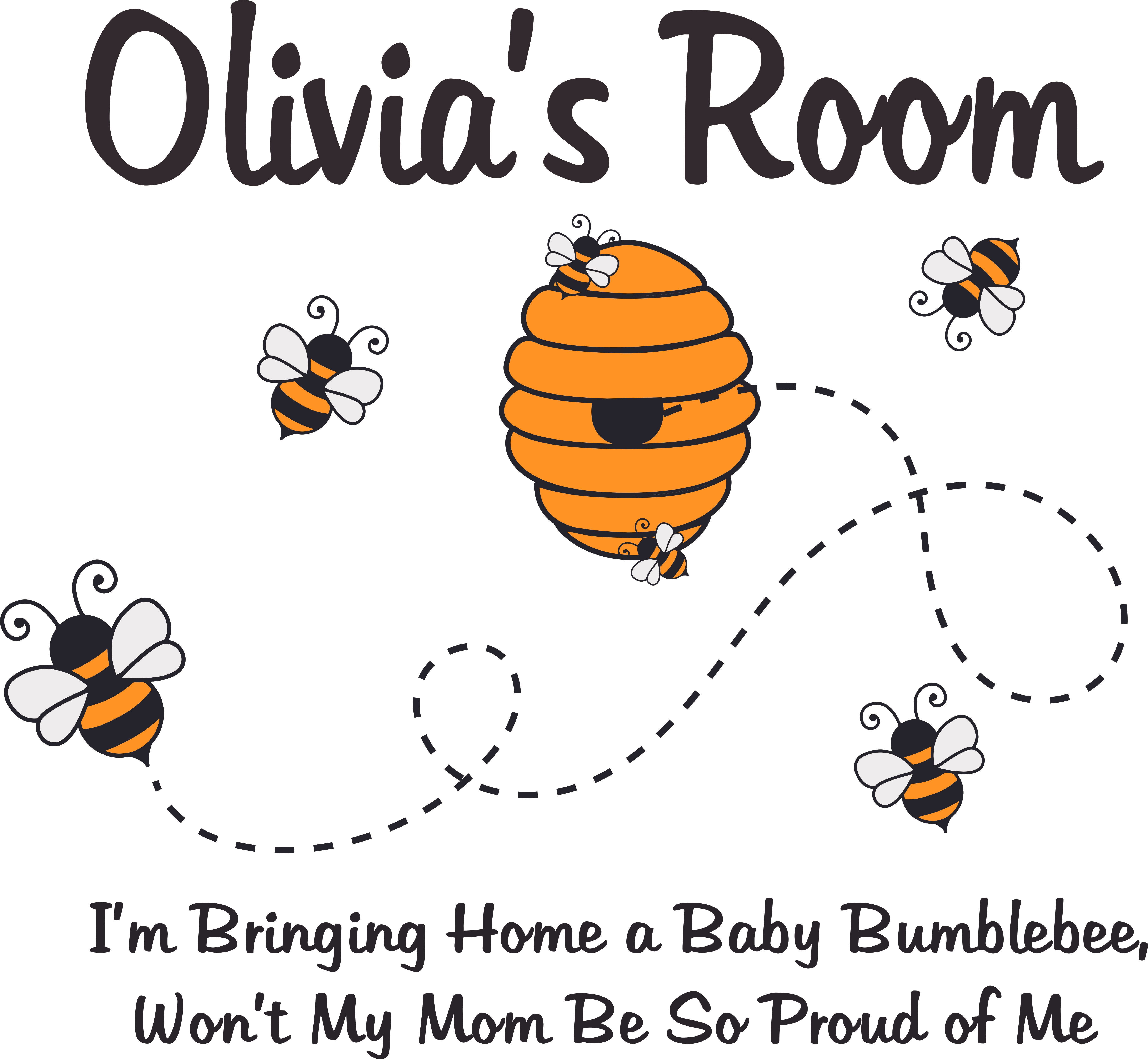 Baby Bumblebee Mom Quote Cartoon Customized Wall Decal - Custom Vinyl ...