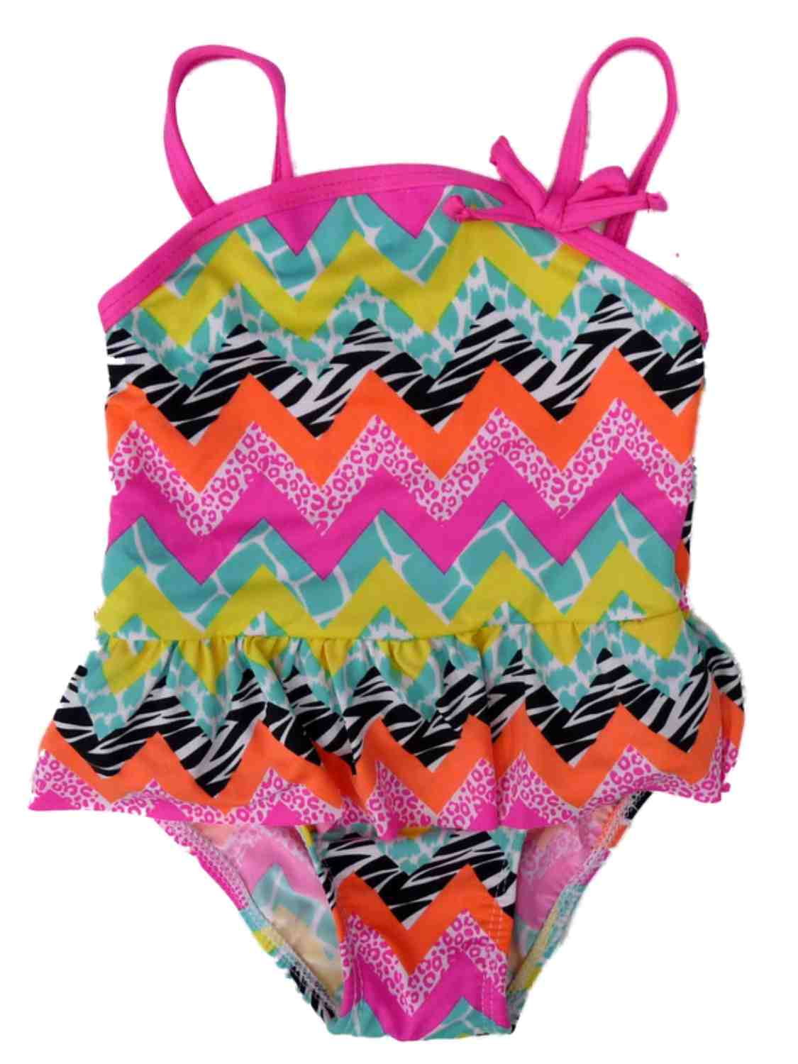 Baby Buns Infant & Toddler Girls 1 PC Mulit ZigZag Tutu Swim Suit ...