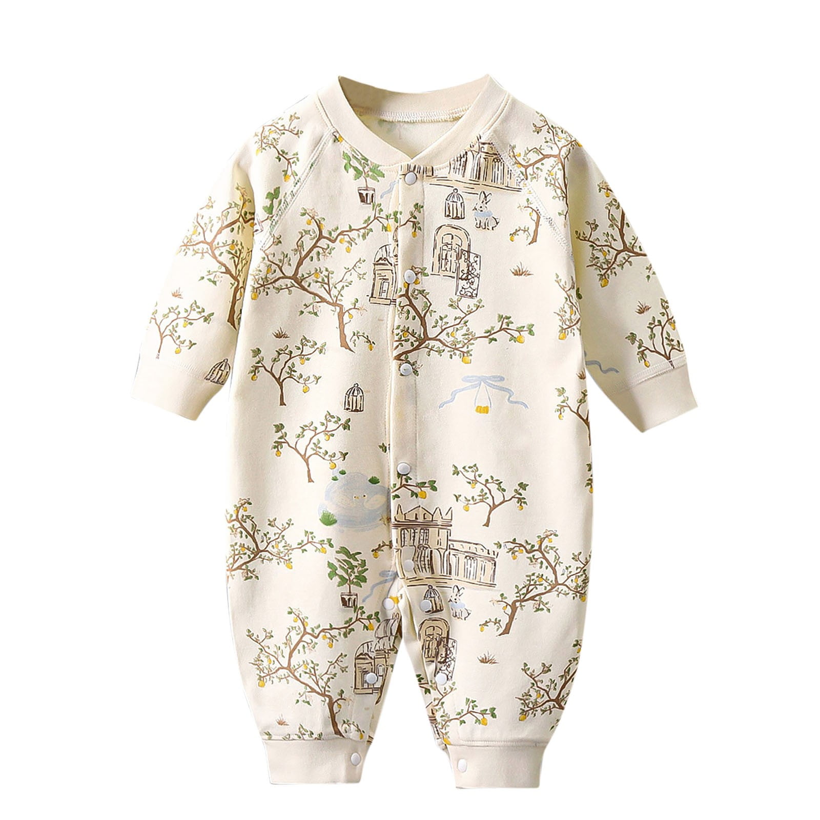 Baby Button up Onesie Boy Girl Printed Newborn Infant Comfy Romper ...