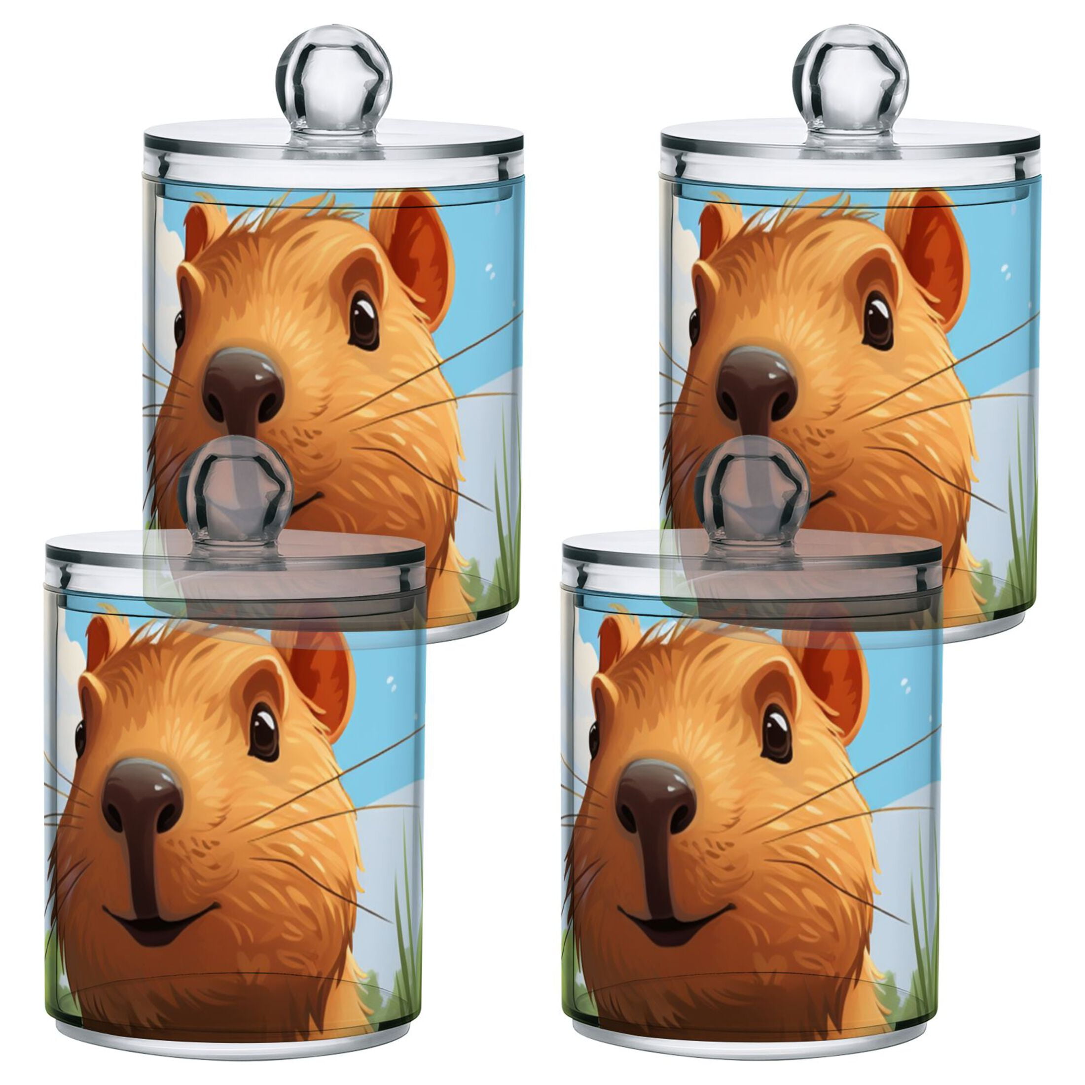 Baby Capybara in Water Translucent Plastic Cans Storage Canisters with ...