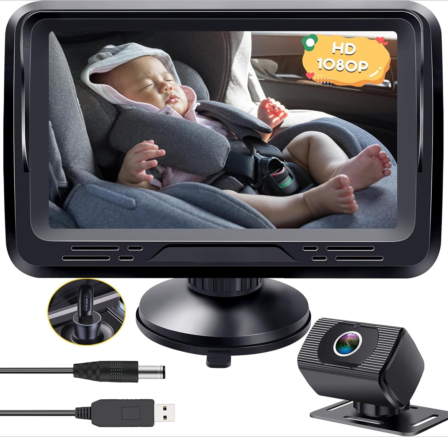Baby Car Camera HD 1080P - Rear-Facing Infant Monitor with Night Vision ...