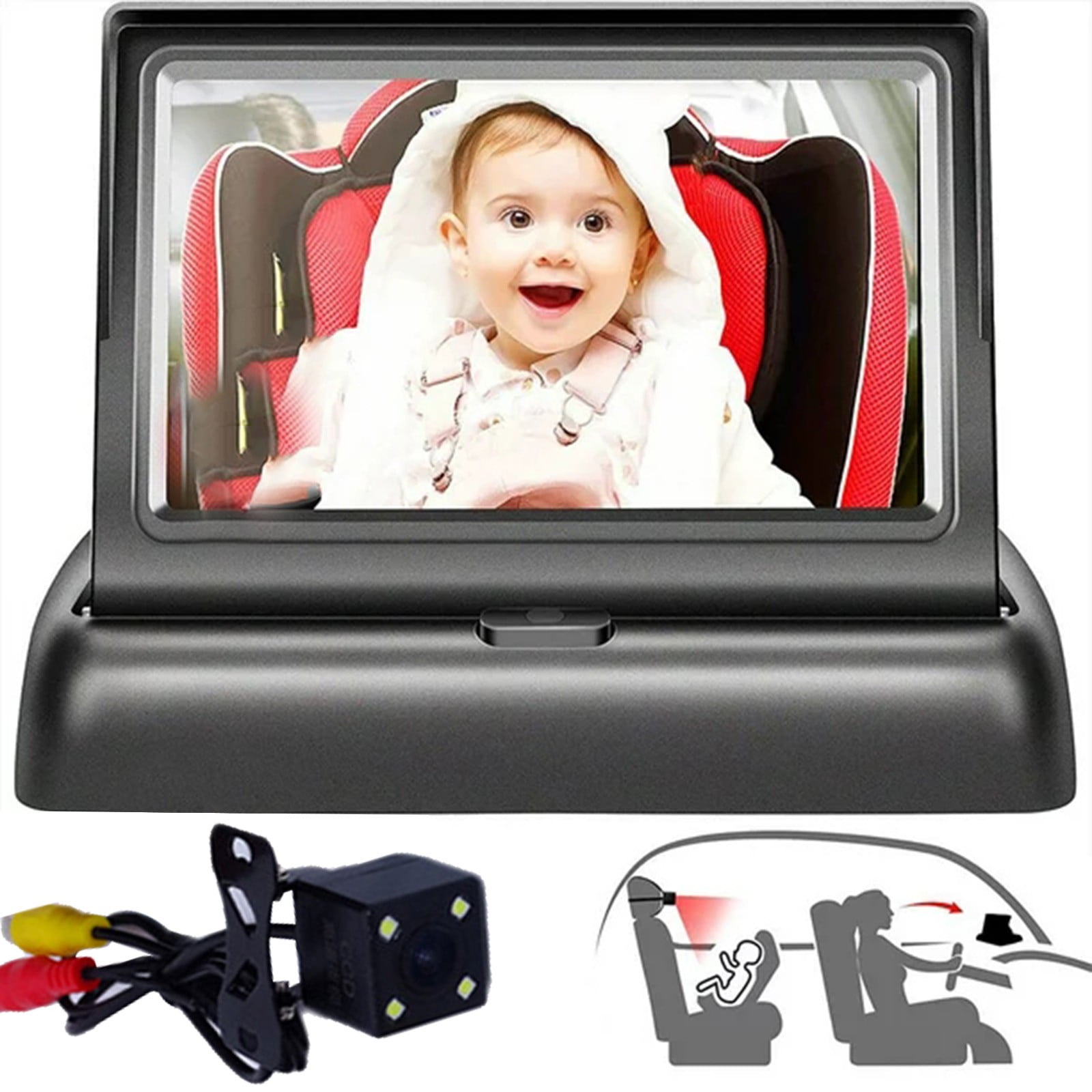 Baby Car Mirror 4.3'' HD Night Vision Function Car Mirror Display ...