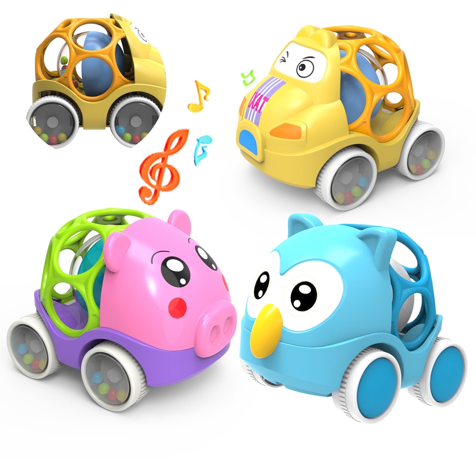 Walmart Baby Car Toys for 6-12 Months, Push & Go Vehicles, Rattle Roll ...