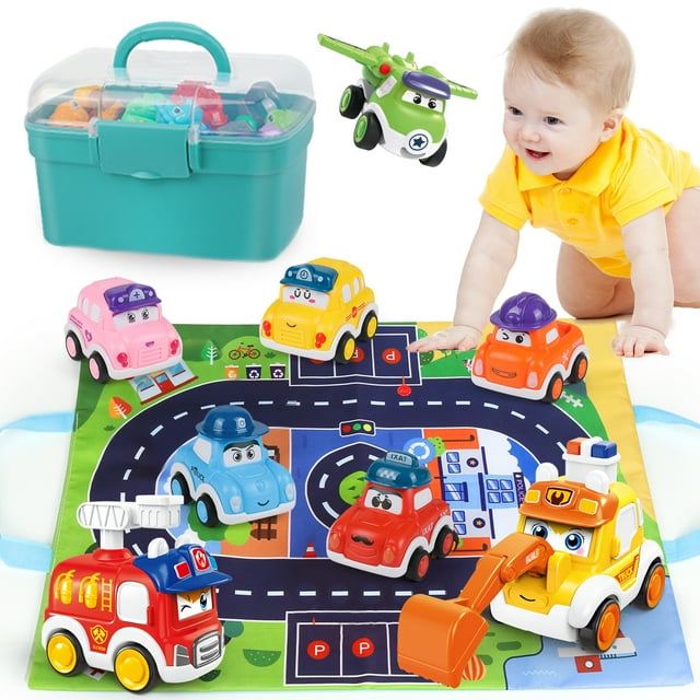 Baby Car Toys for Toddlers 1-3, Pull Back Toy Cars Press Go Cars for ...