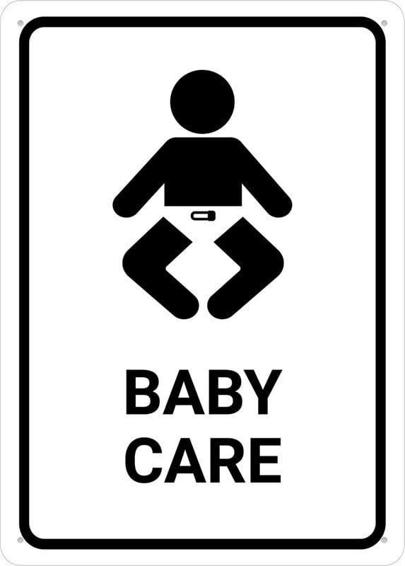 Baby Care White Portrait Sign 12X8 Inches Metal Aluminum Signs, Weather ...