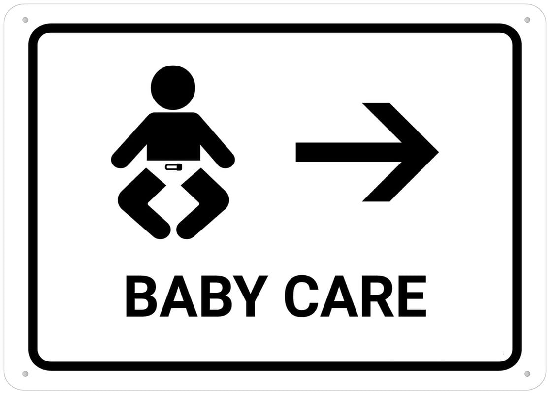 Baby Care With Right Arrow White Sign 8 X 12 Inches Rust Free ...