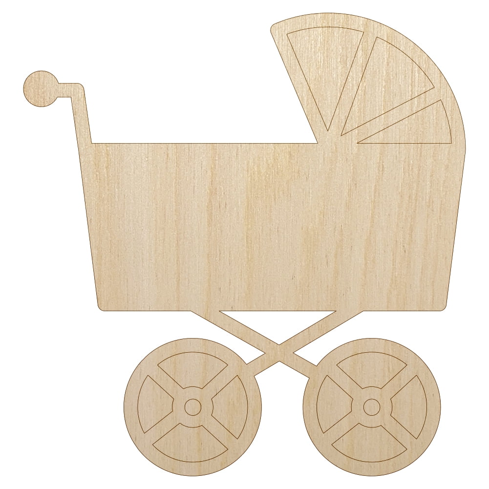 Baby Carriage Pram Stroller Wood Shape Unfinished Piece Cutout Craft ...