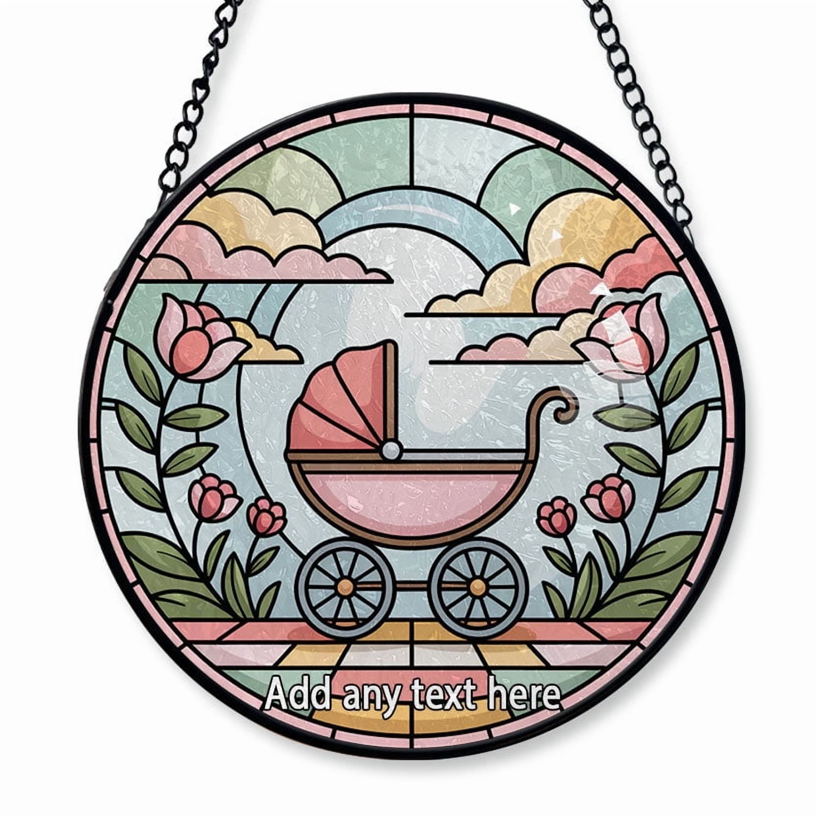 Baby Carriage Stained Glass Suncatcher Window Hanging – Holiday Window ...