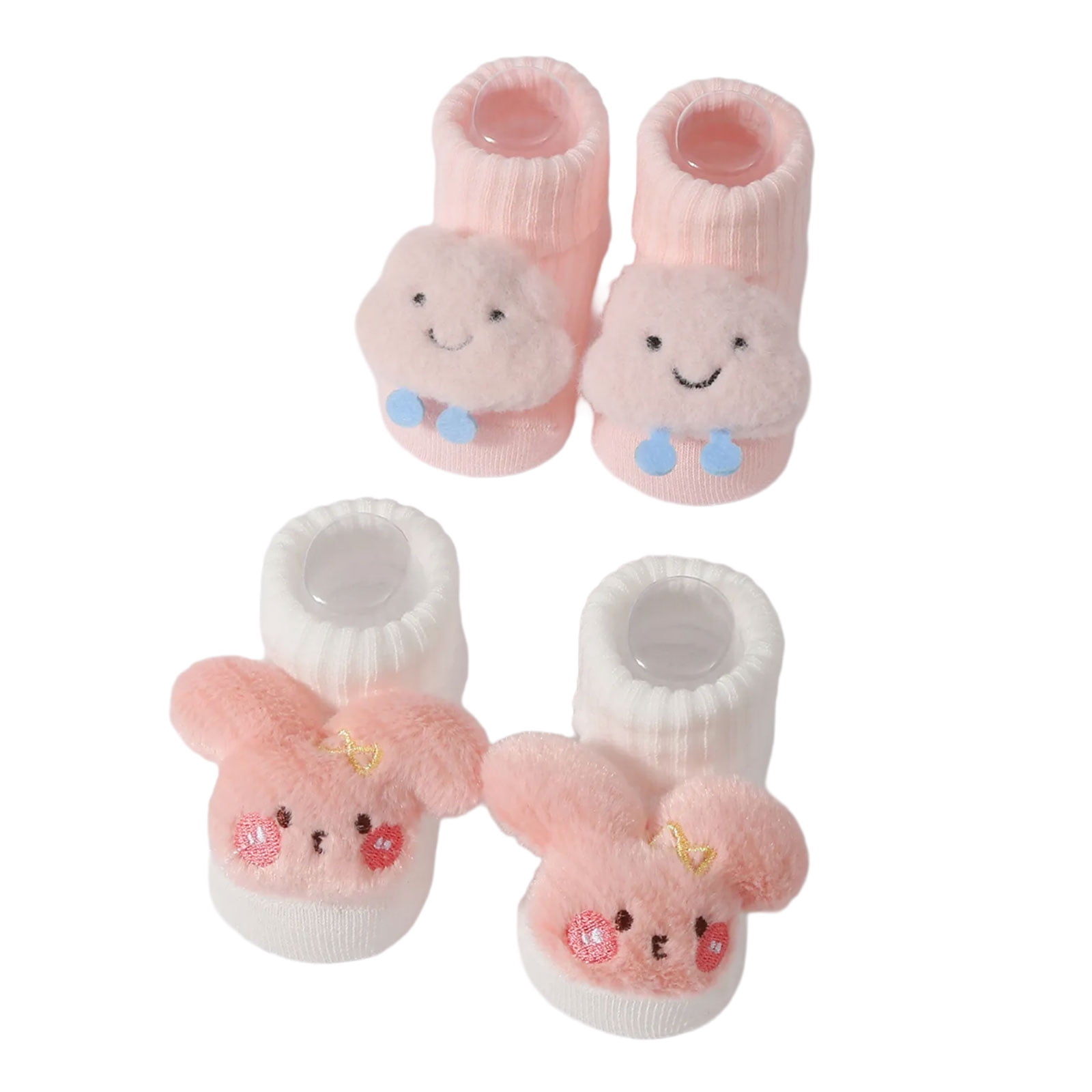 Baby Cartoon Pattern Knit Socks Set 2 Pairs Cotton Footwear Toddler ...