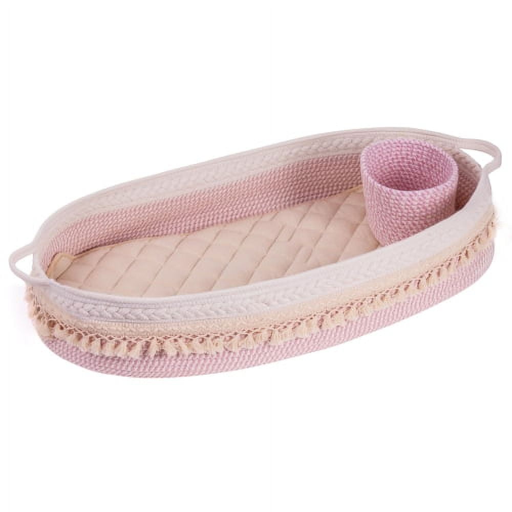 Baby Changing Basket, Handmade Woven Cotton Rope Moses Basket, Changing ...
