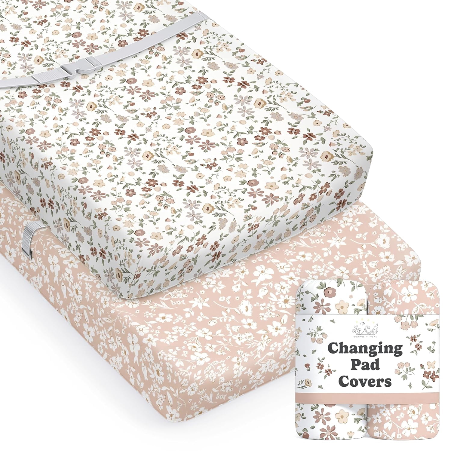 Baby Changing Pad Cover 2-Pack for Girls (Fleurette) - Premium Fitted ...