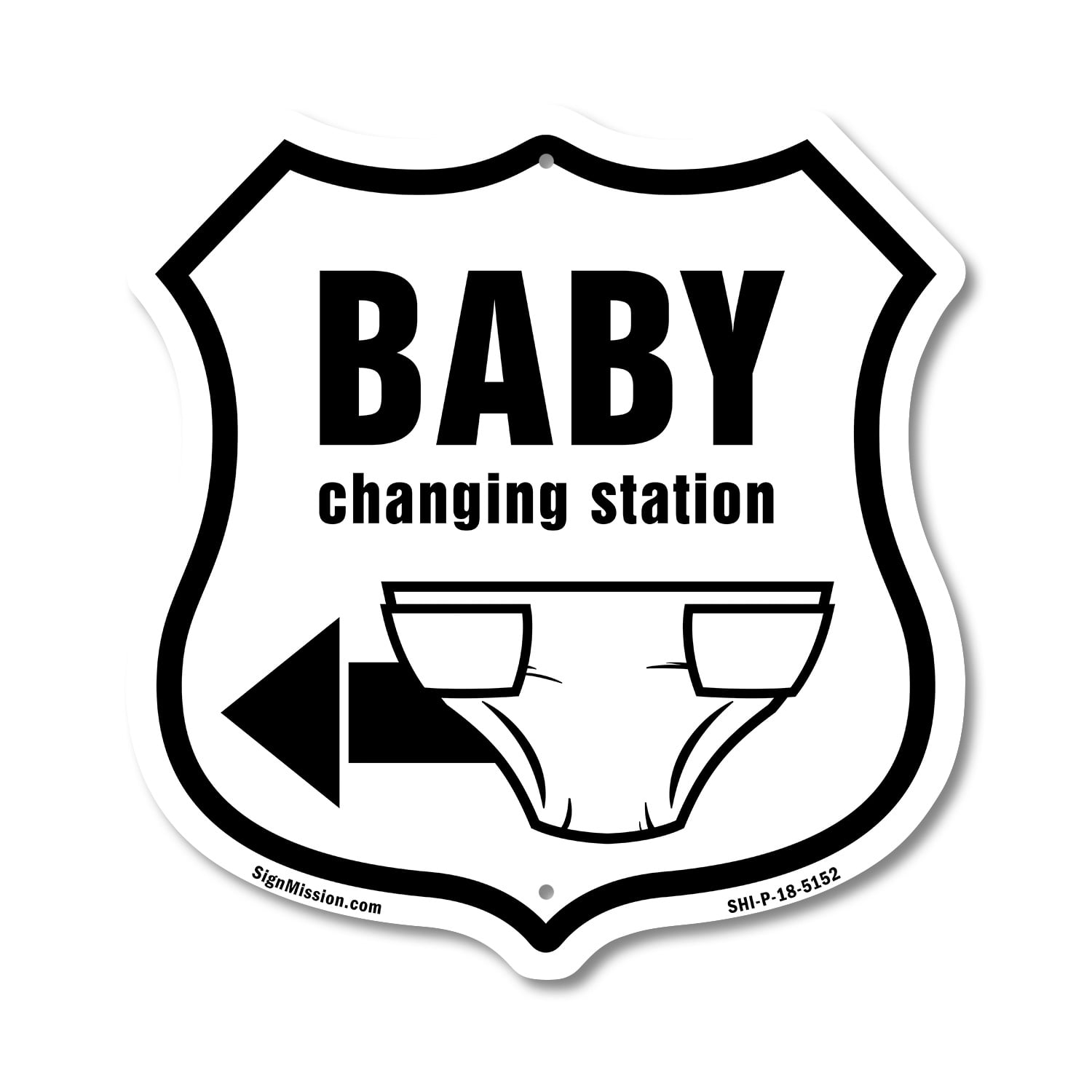 Baby Changing Station Left Arrow 12 inch X 12 inch Shield-Shaped Rust ...
