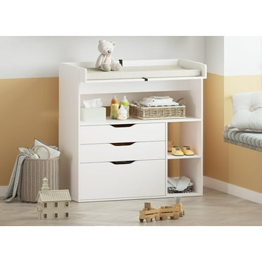 QUNTTINA 45.3'' Modern Solid Wood Changing Table Dresser with 4 Long ...