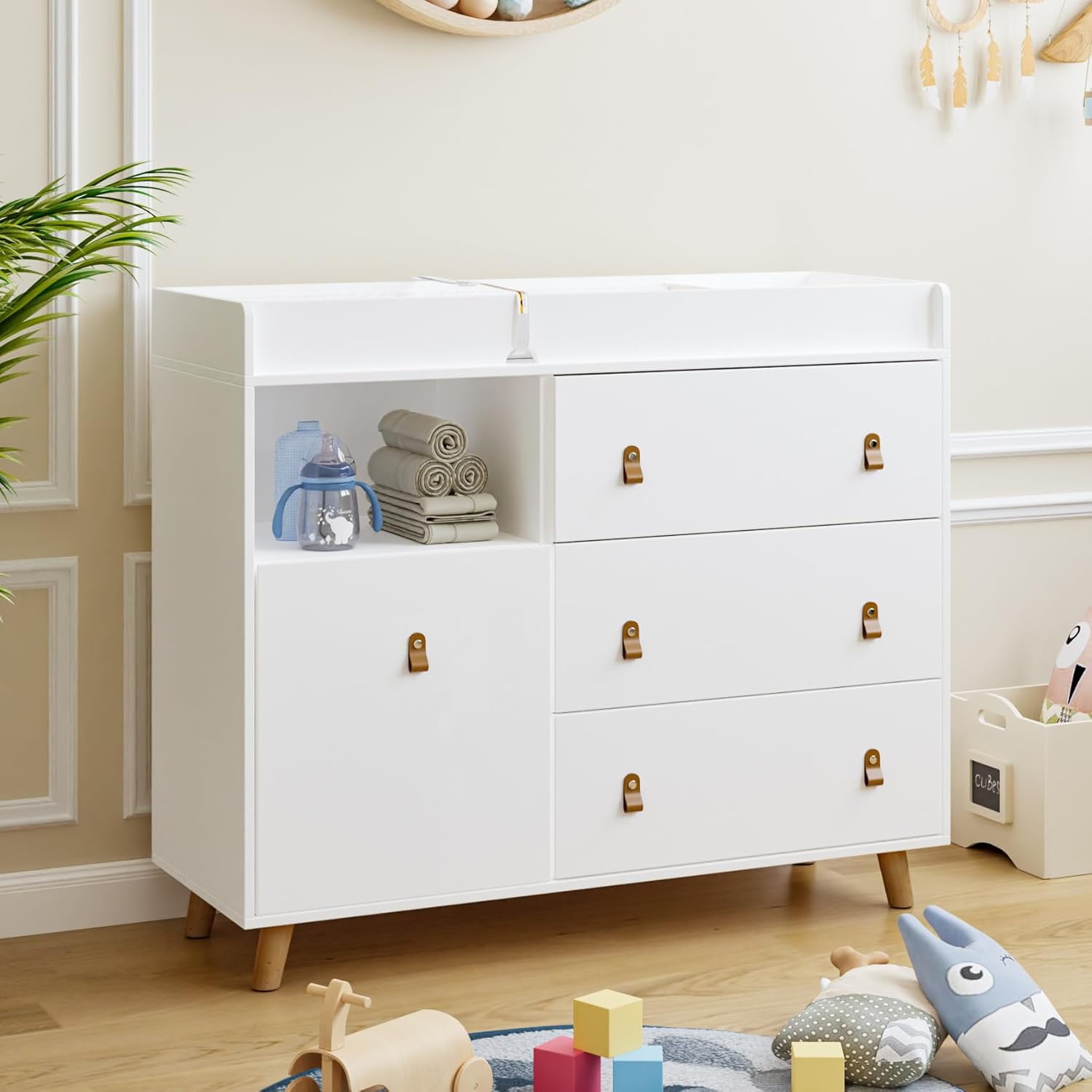 Baby Changing Table Dresser for Infants, Nursery Dresser Chest with ...