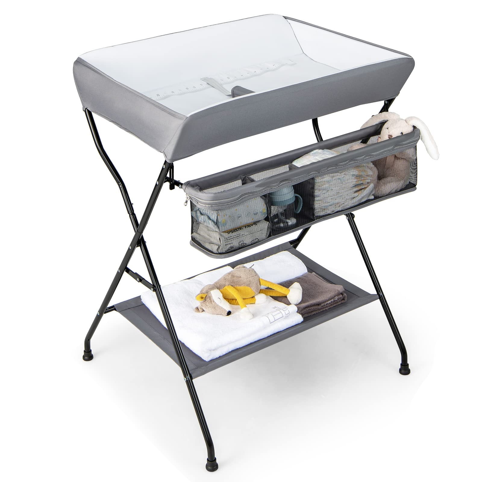 Baby Changing Table, Folding Diaper Station Portable Nursery Organizer ...