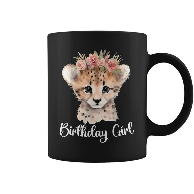 Baby Cheetah Birthday Girl Flowers Zoo Animal Birthday Party Coffee ...