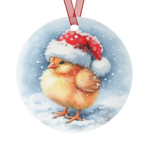Baby Chick Festive Ornament 2D FLAT Ceramic Ornament, Anniversary Gift ...