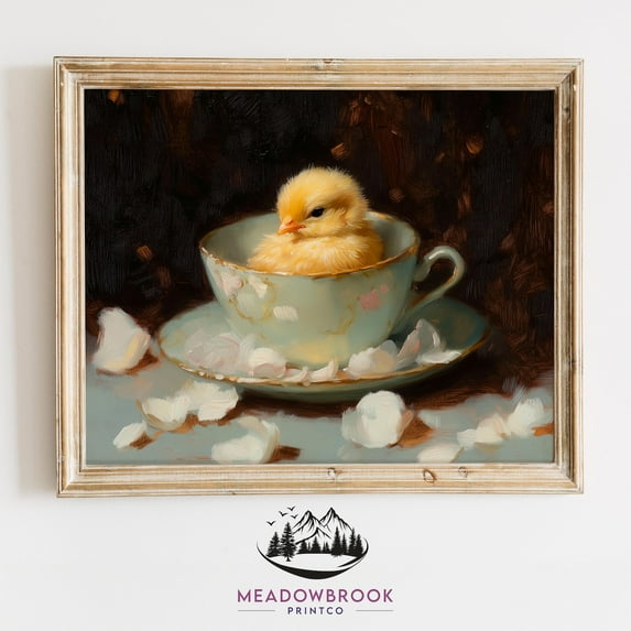Baby Chick Nestled In A Teacup - Easter Farmhouse Printable, Vintage ...