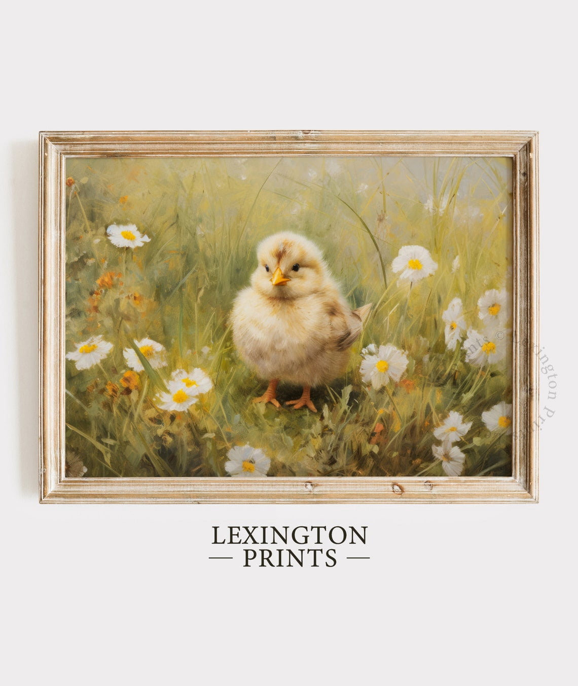 Baby Chick In Wildflower Field , Spring Print Chicken Painting ...