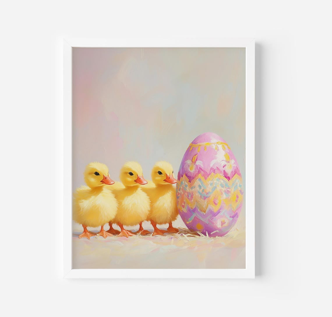 Baby Chicks Easter Egg Print: Vintage Farmhouse Spring Decor, Trendy ...