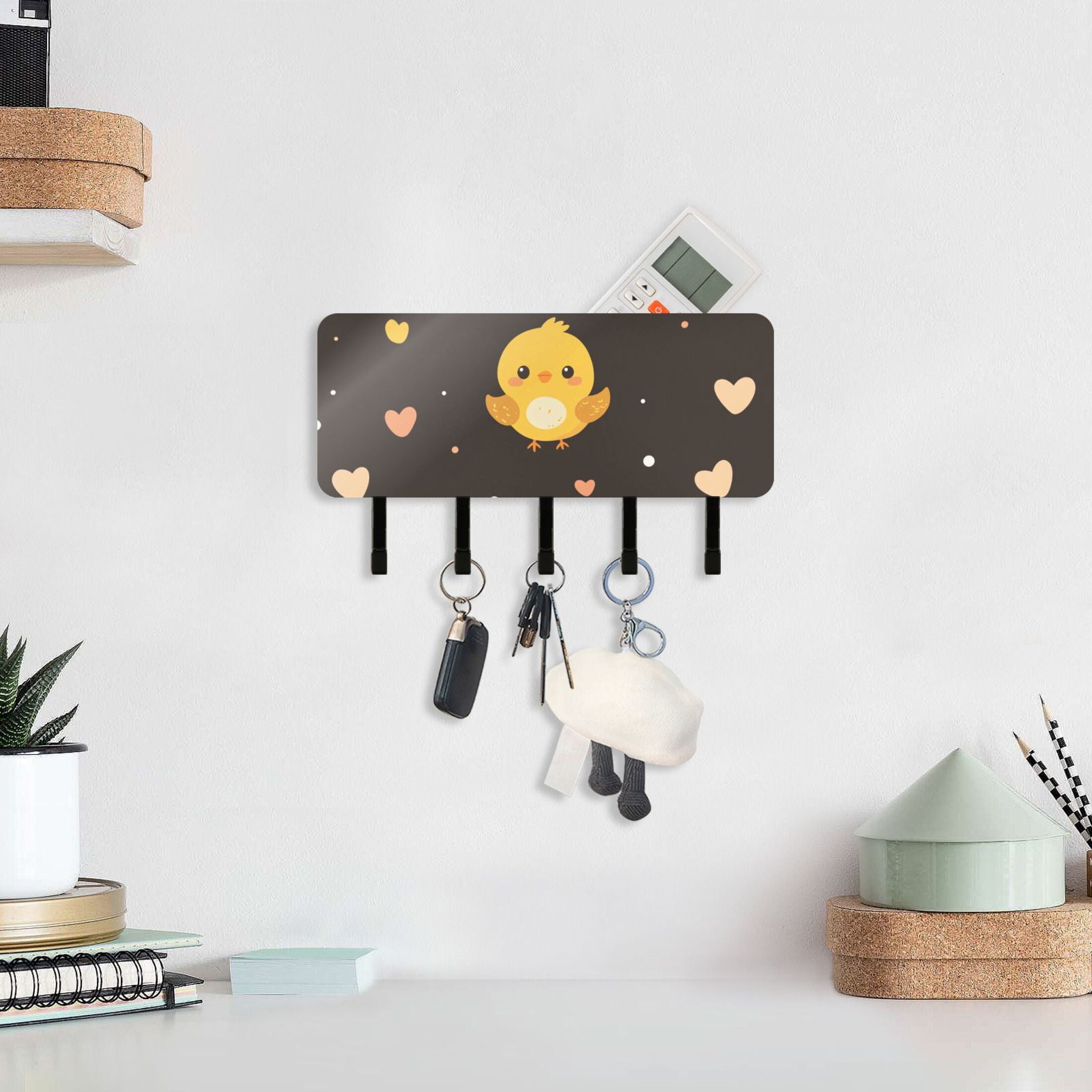 Baby Chicks Key Holder for Wall Mail Holder Organizer with 5 Key Hooks ...