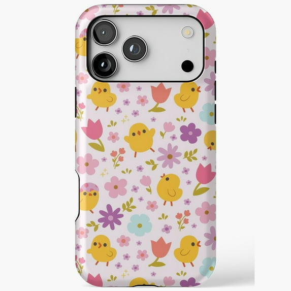 Baby Chicks Spring Florals Pattern iPhone Case 11 through 17 Pro Max ...