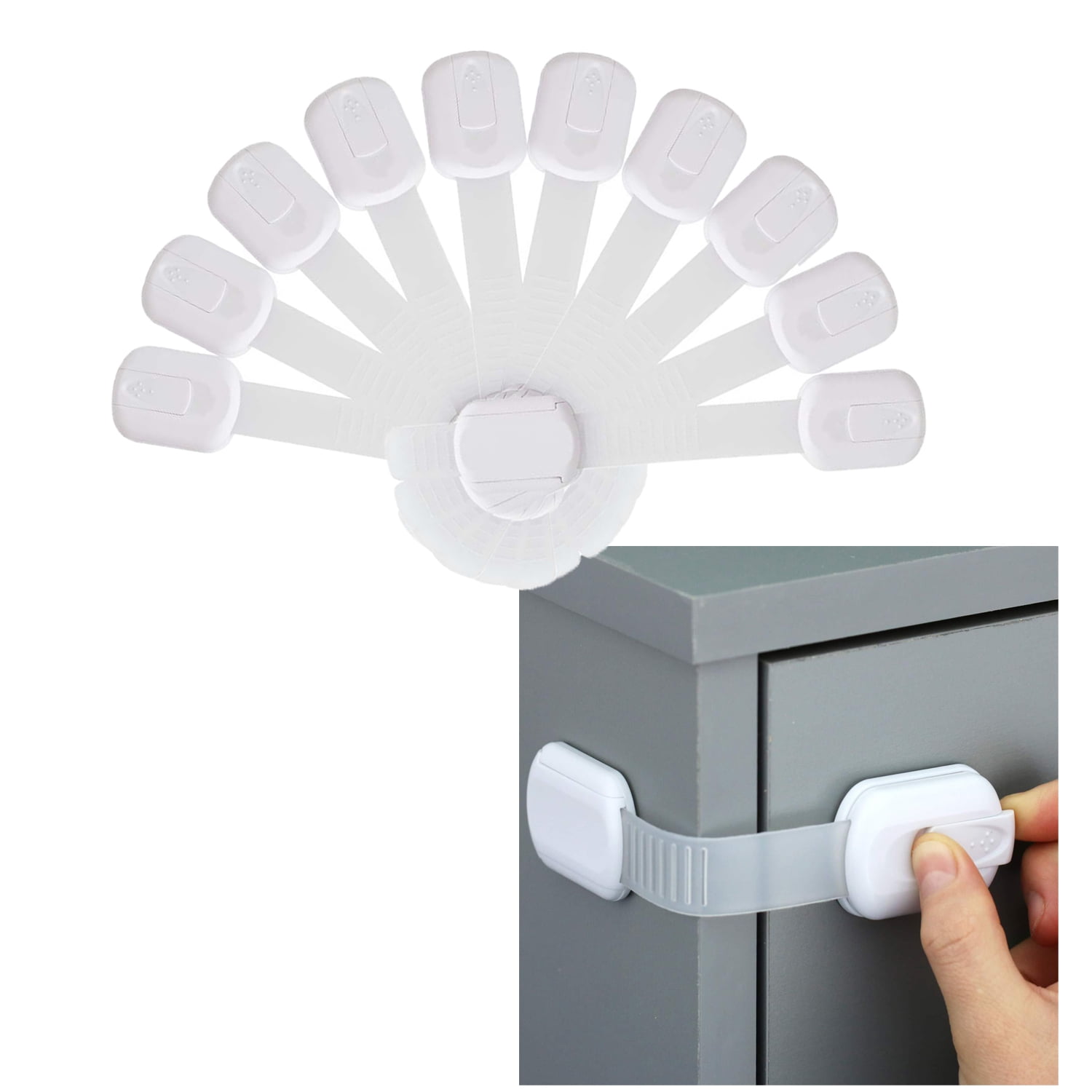 Child Safety Strap Locks - For Fridge, Cabinets, Drawers, Toilet - No ...